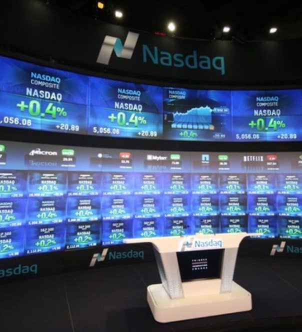Nasdaq podium Studio A - The TRADE
